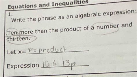 solved equations and inequalities 1 write the phrase as an algebraic
