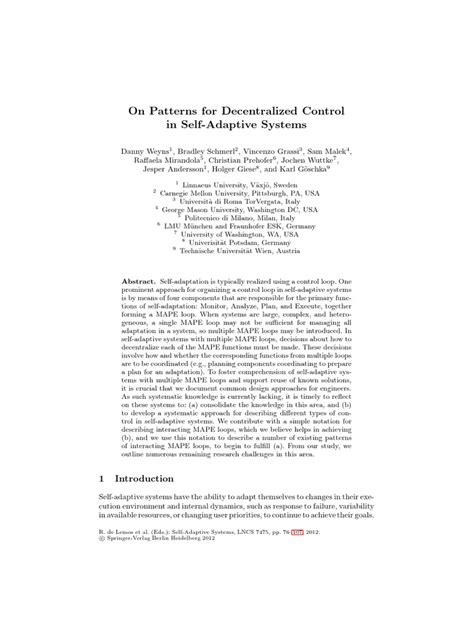 On Patterns For Decentralized Control In Self Adaptive Systems Pdf System Hierarchy