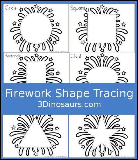 Free Firework Shape Tracing Printable Fireworks Shapes Fireworks
