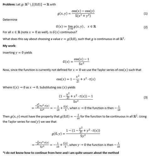calculus approach to limit continuity problem with multiple variables