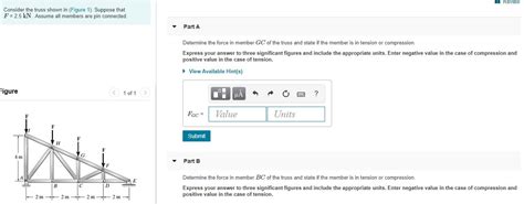 Solved Review Consider The Truss Shown In Figure 1