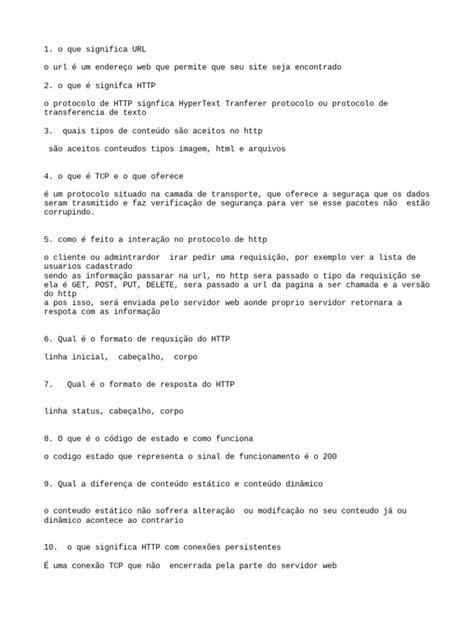Trainando Para Prova De Protocolo De Redes Pdf Protocolo De