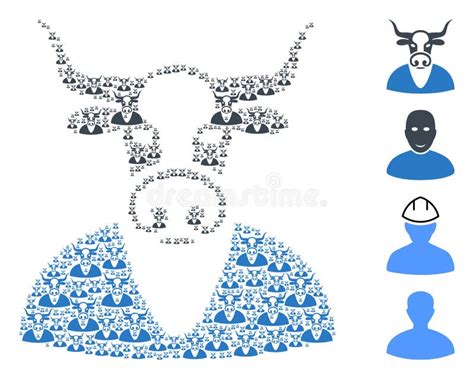 Cow Boy Recursion Composition Of Self Items Stock Vector Illustration