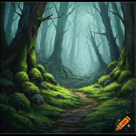 Mystical Mossy Dark Forest On Craiyon