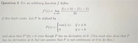 solved question 3 for an arbitrary function f define