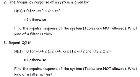 Solved The Frequency Response Of A System Is Given By