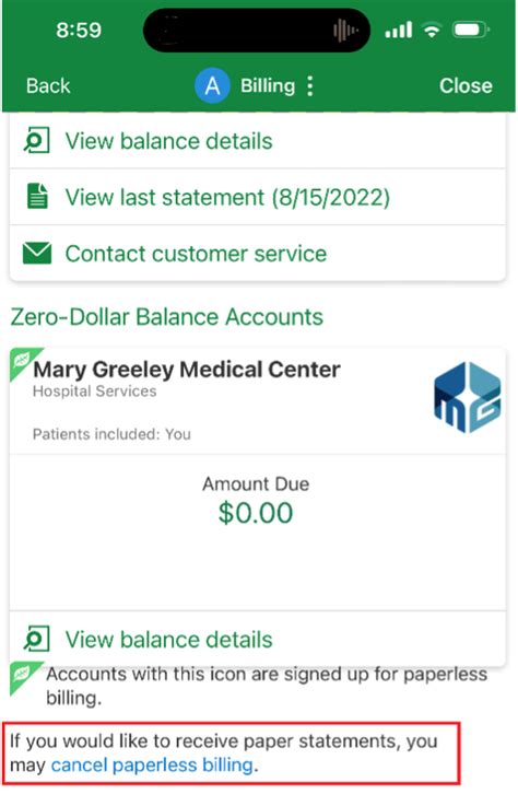 Paperless Billing Mary Greeley Medical Center