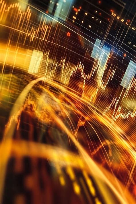 Abstract Financial Data Visualization With Bright Lines And Graphs