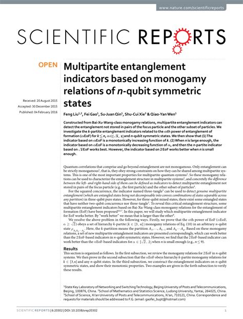 Pdf Multipartite Entanglement Indicators Based On Monogamy Relations Of N Qubit Symmetric States