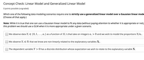 Solved Concept Check Linear Model And Generalized Linear Model Points Possible Ungraded