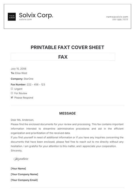 Free Editable Fax Cover Sheet Template Free Word
