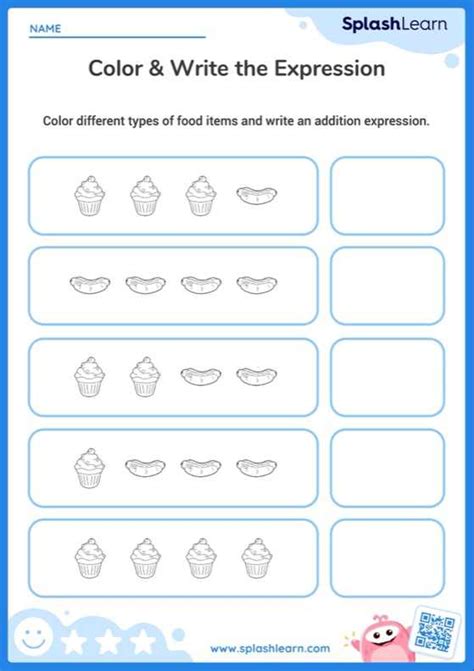 Color Food Items And Add Sum Worksheet