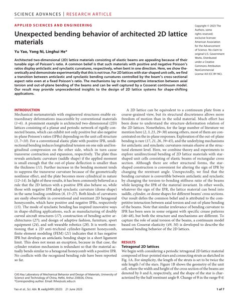 pdf unexpected bending behavior of architected 2d lattice materials