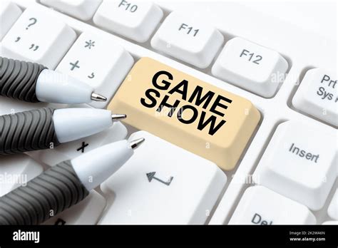 sign displaying game show business approach program in television or