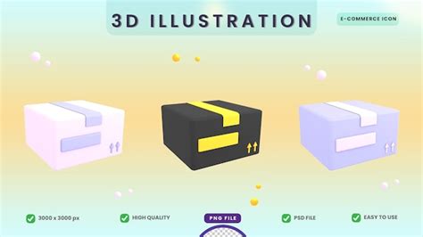 3d 소포 상자 또는 판지 상자 아이콘 전자 상거래 그림 프리미엄 Psd 파일