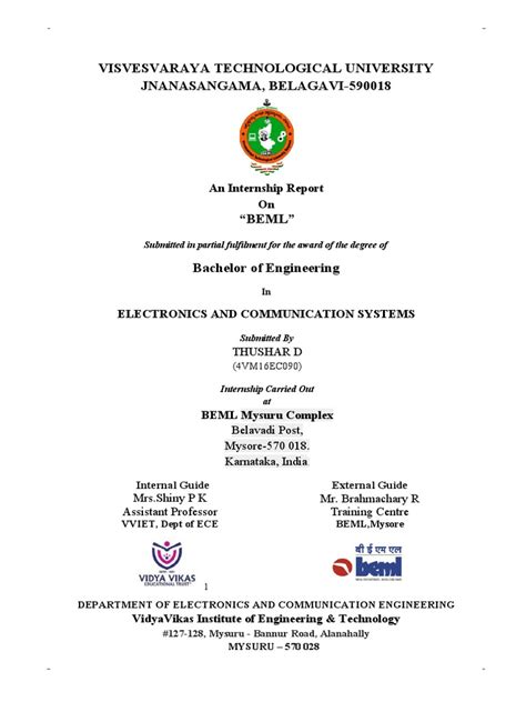 Internship Report Format Pdf Electronic Engineering Academia