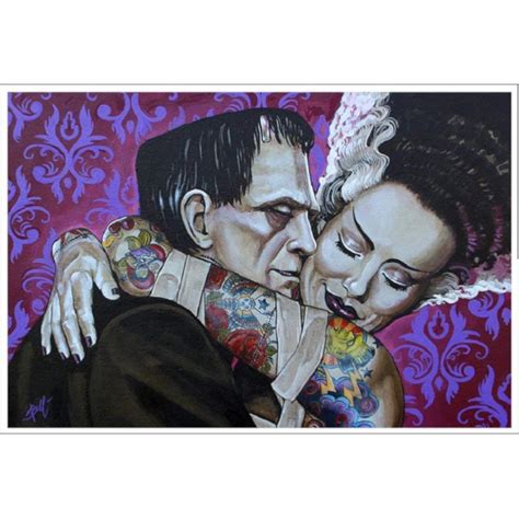 Undying Love By Mike Bell Bride Of Frankenstein Monster Lovers Tattoo Art Print