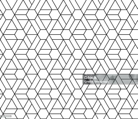 Hexagonal Seamless Vector Pattern Outline Trellis Geomteric Elements
