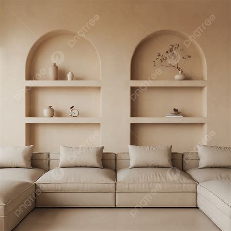 베이지 색 섹션 소파와 아치형 틈새 시장이있는 현대 거실 생활 방 ~와 함께 배경 일러스트 및 사진 무료 다운로드 Pngtree