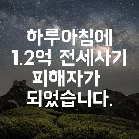 헉 제가 하루 아침에 전세사기 피해자라고요