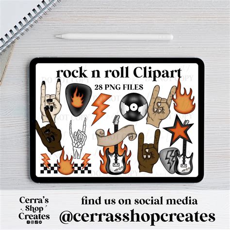 Rock N Roll Clipart Cerras Shop Digital Designs