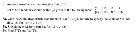 Solved Random Variable Probability Function E Var Chegg
