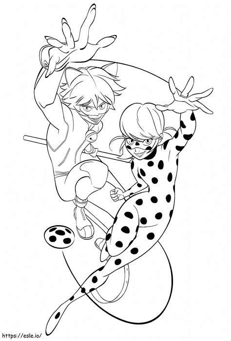 Printable Ladybug And Cat Noir Coloring Page