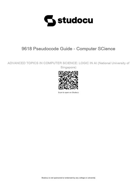 9618 Pseudocode Guide Computer Science Pdf