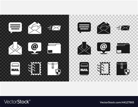 Set Speech Bubble Chat Outgoing Mail Express Vector Image