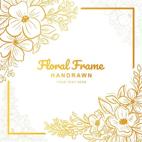 손으로 그린 꽃 프레임 배경 프리미엄 벡터
