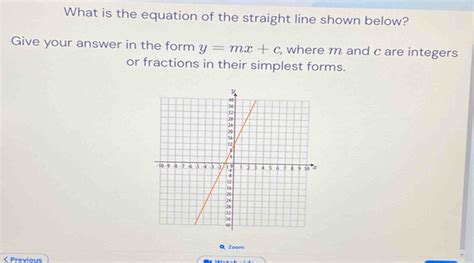 Solved What Is The Equation Of The Straight Line Shown Below Give Your Answer In The Form Y