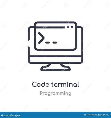 Code Terminal Outline Icon Isolated Line Vector Illustration From