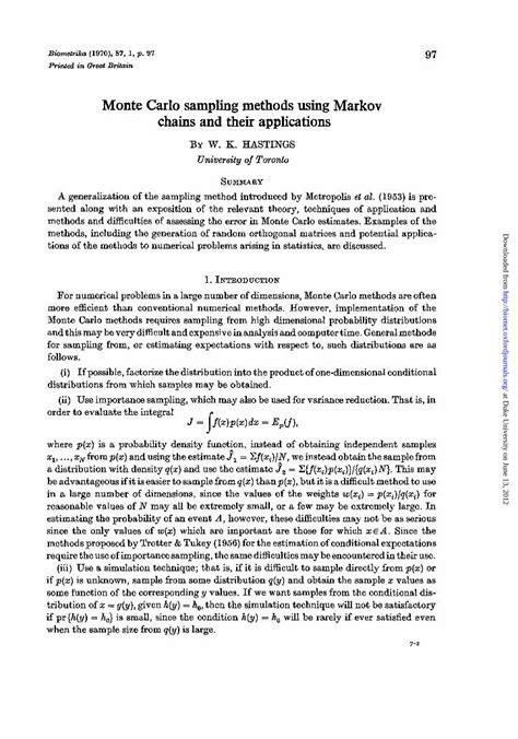 pdf monte carlo sampling methods using markov chains and their