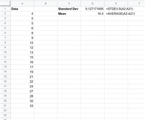 How To Calculate Mean And Standard Deviation In Google Sheets