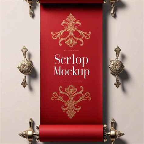 Elegant Red Scroll Design Mockup Premium Ai Generated Image Elegant Red Scroll Design Mockup Premium Ai Generated Image