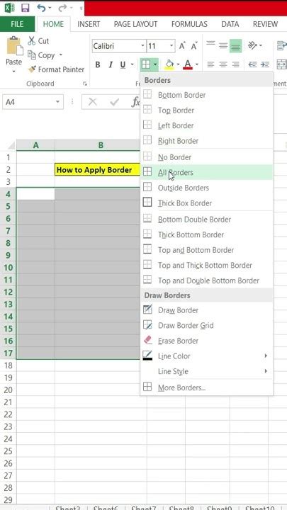 how to apply border in excel excel exceltips shortsviral shortsfeed shortvideo ytshorts