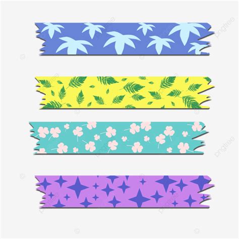 테이프 컬러 리프 패턴 네개 별 조합 테잎 잎 잎사귀 Png 일러스트 및 Psd 이미지 무료 다운로드 Pngtree