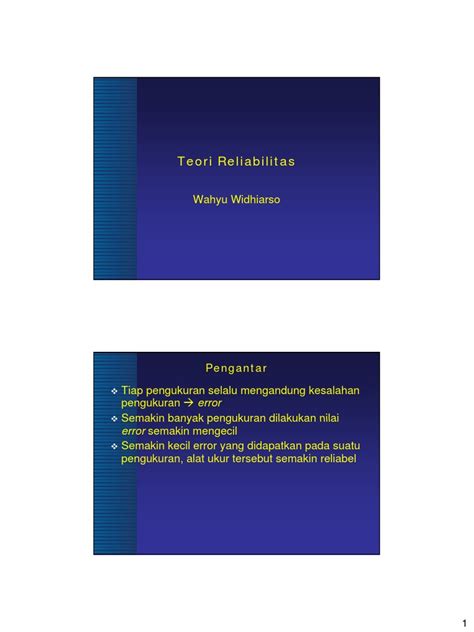 Teori Dan Estimasi Reliabilitas Tes Pdf Metode And Bahan Ajar