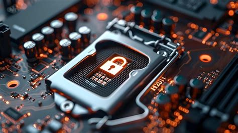 Premium Photo Closeup Of Computer Motherboard With Safety Lock Symbolizing Secure Online