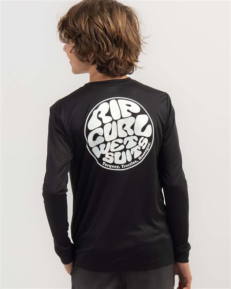 Rip Curl Icons Surflite Long Sleeve Rash Vest In Black Fast Shipping