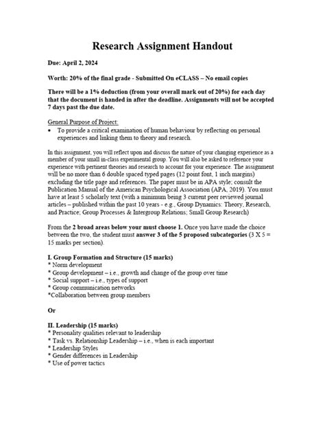 3430n winter 2024 assignment handout pdf apa style american