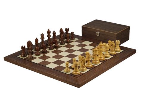 Walnut Chess Set 20 Inch With Helena Flat Chess Board And Weighted Sheesham King Bridal Staunton