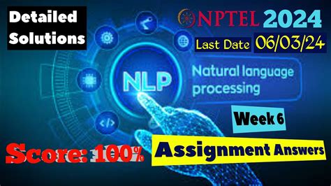 nlp week 6 assignment answers nptel jan apr 2024 youtube