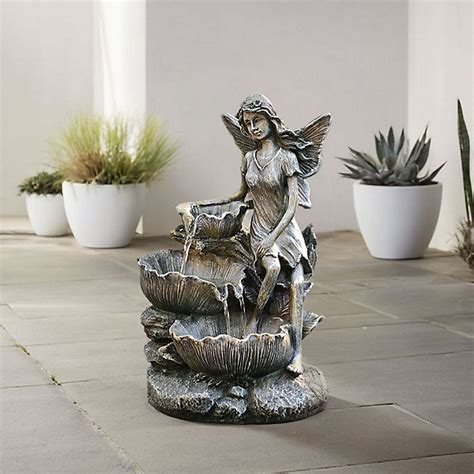 Outdoor Solar Powered Fairy Cascading Water Feature Garden Layered Led