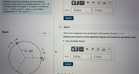 solved particles a and b are traveling counter clockwise
