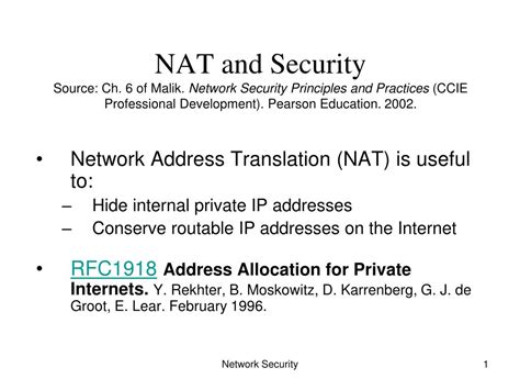 PPT Network Address Translation NAT Is Useful To Hide Internal Private IP Addresses