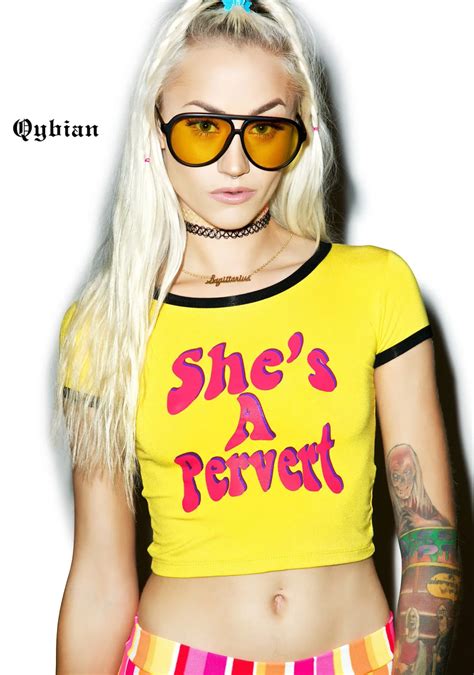 Qybian She S A Pervert Harajuku T Shirt Short Crop Tops Punk Sleeve Women Clothes