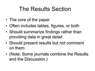 Writing The Results Section And Discussion Ppt Science