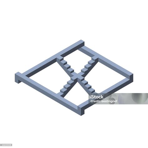 불가능 한 계단입니다 흰색 배경에 고립 3 차원 벡터 그림입니다 계단에 대한 스톡 벡터 아트 및 기타 이미지 계단 착각 3차원 형태 Istock