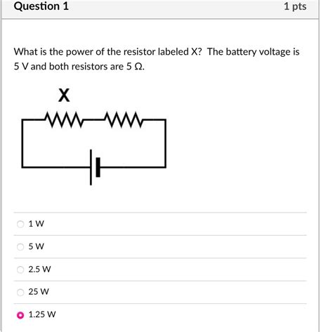 Solved Question Pts What Is The Power Of The Resistor Chegg Com